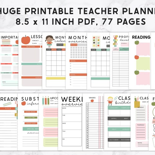 Printable Teacher Planner School Theme Ultimate Teacher - Etsy