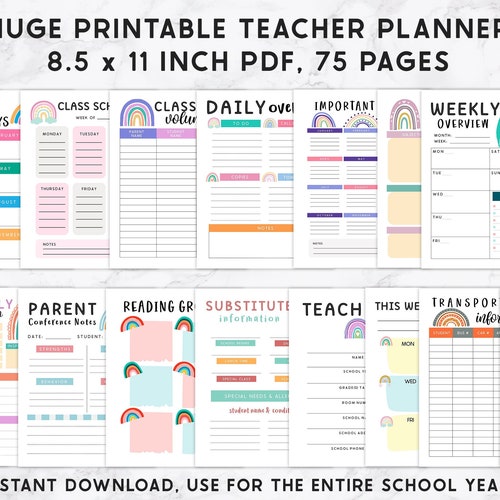 Printable Teacher Planner School Theme Ultimate Teacher - Etsy