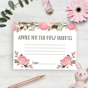 Advice for New Parents Card, Baby Shower Advice Cards, Well Wishes for ...