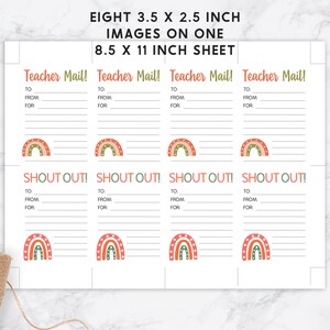 Printable Teacher Mail, Rainbow Notes From Teacher Cards, Rainbow ...
