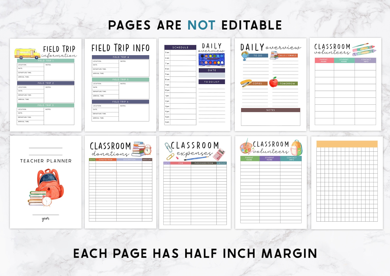 Printable Teacher Planner School Theme Ultimate Teacher - Etsy