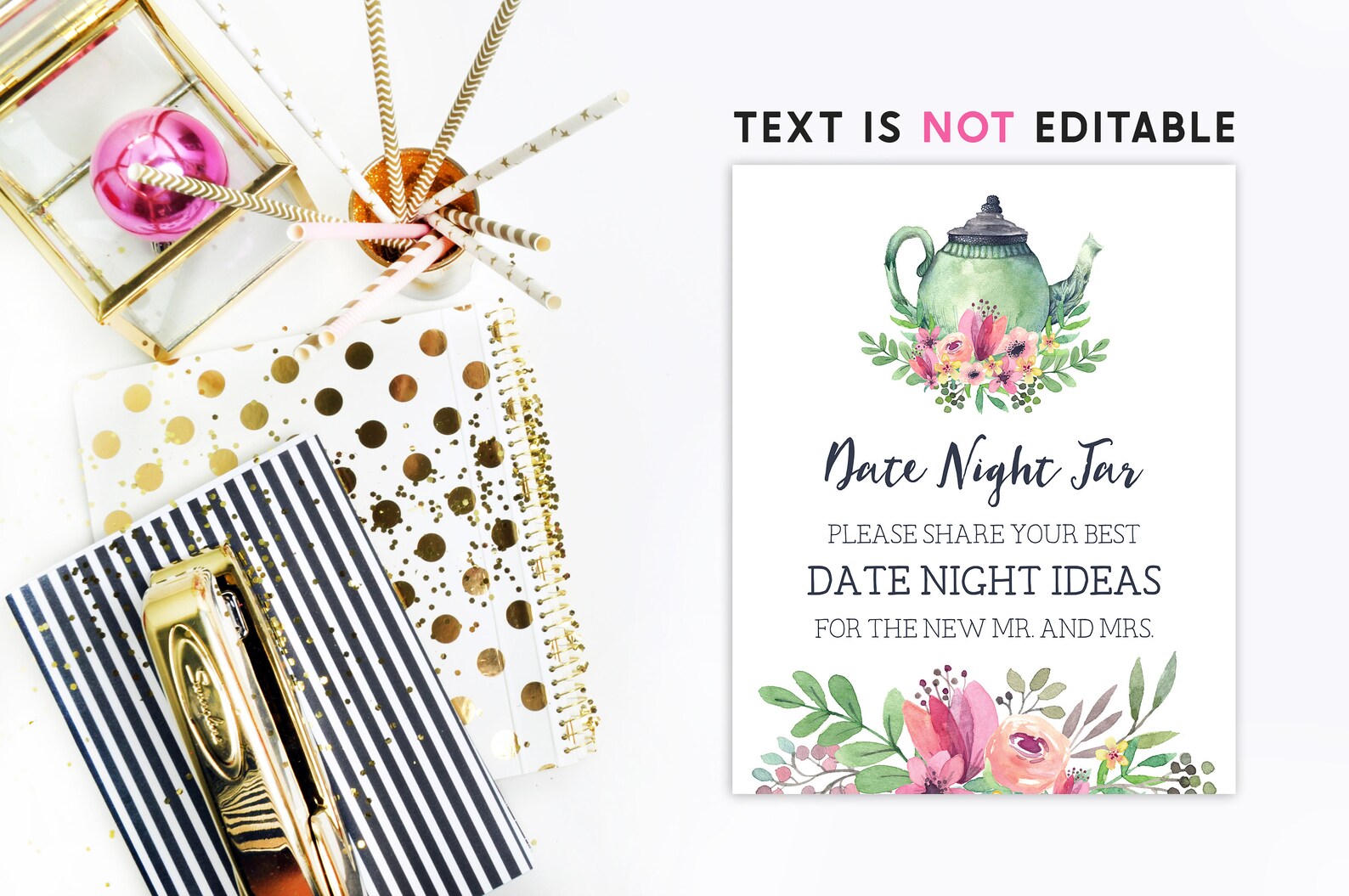 Printable Date Night Ideas Sign Bridal Shower Date Night Jar | Etsy