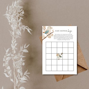 Baby Bingo Game, Editable Woodland Birds Game Template, Gender Neutral ...