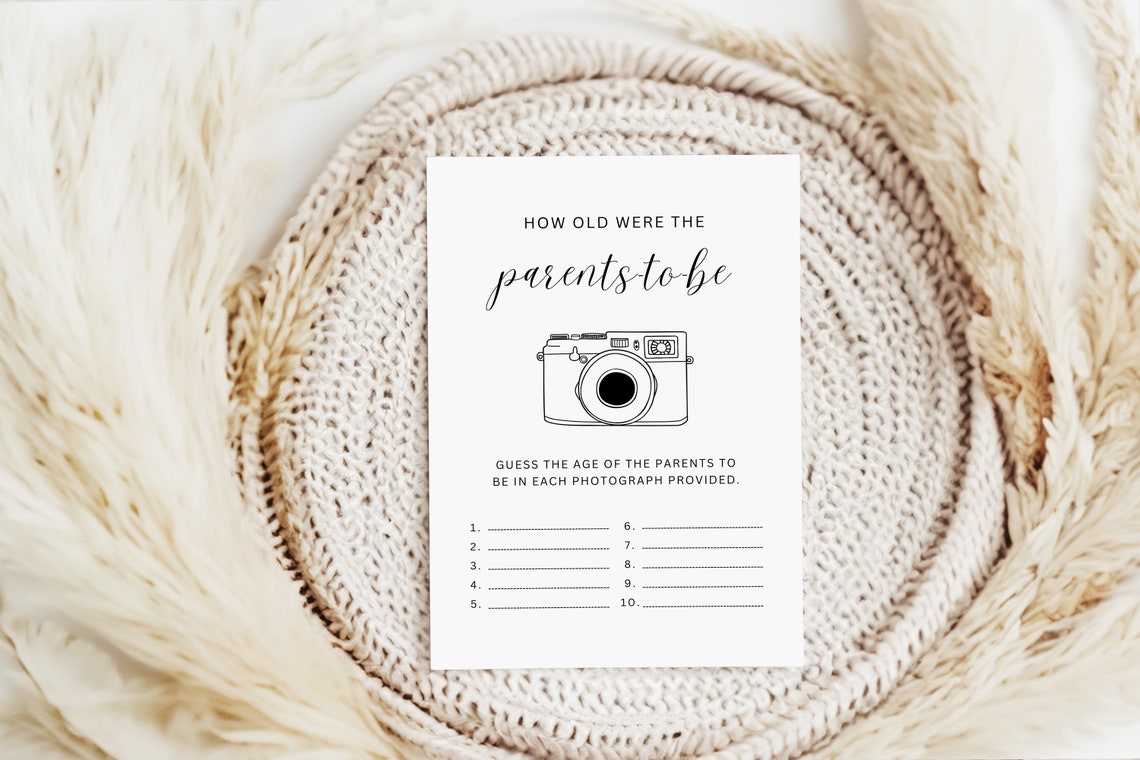Baby Shower How Old Were the Parents to Be Game, Editable Guess Their ...