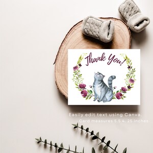 Editable Thank You Card Template, Cat Theme Getting Meowied ...