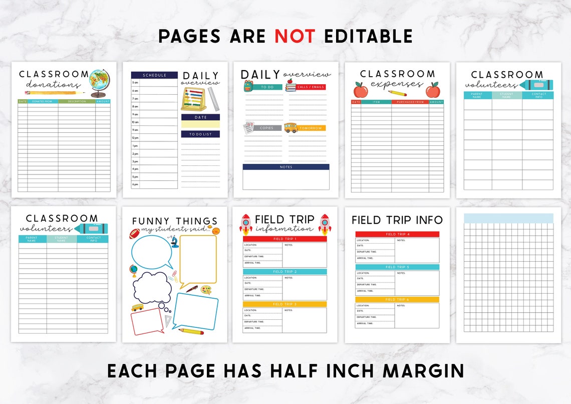 Printable Teacher Planner School Theme Ultimate Teacher - Etsy