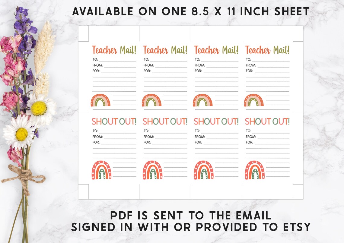 Printable Teacher Mail Rainbow Notes From Teacher Cards - Etsy