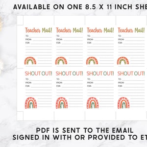 Printable Teacher Mail, Rainbow Notes From Teacher Cards, Rainbow ...