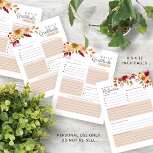Editable Gratitude Journal, Daily Reflection Journal Template ...