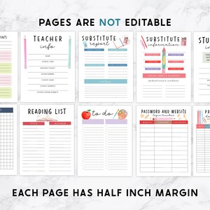 Printable Teacher Planner, School Theme Ultimate Teacher Binder, Back ...