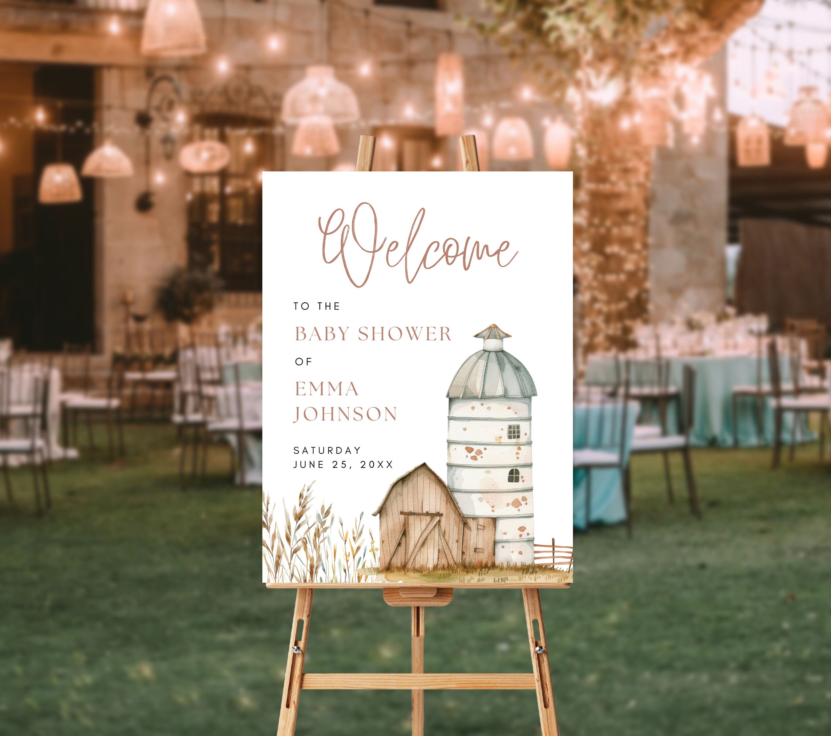 Baby Shower Welcome Sign, Editable Farm Silo Welcome Poster, Gender ...