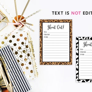 Printable Shout Out Cards, Notes From Teacher, Animal Print Teacher ...