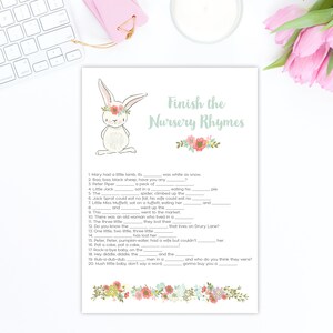 Nursery Rhymes Game Quiz Baby Shower Game Printable Bunny - Etsy