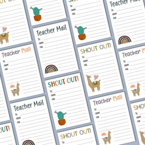 Printable Notes From Teacher Cards, Boho Llama Reward Cards, Rainbow ...