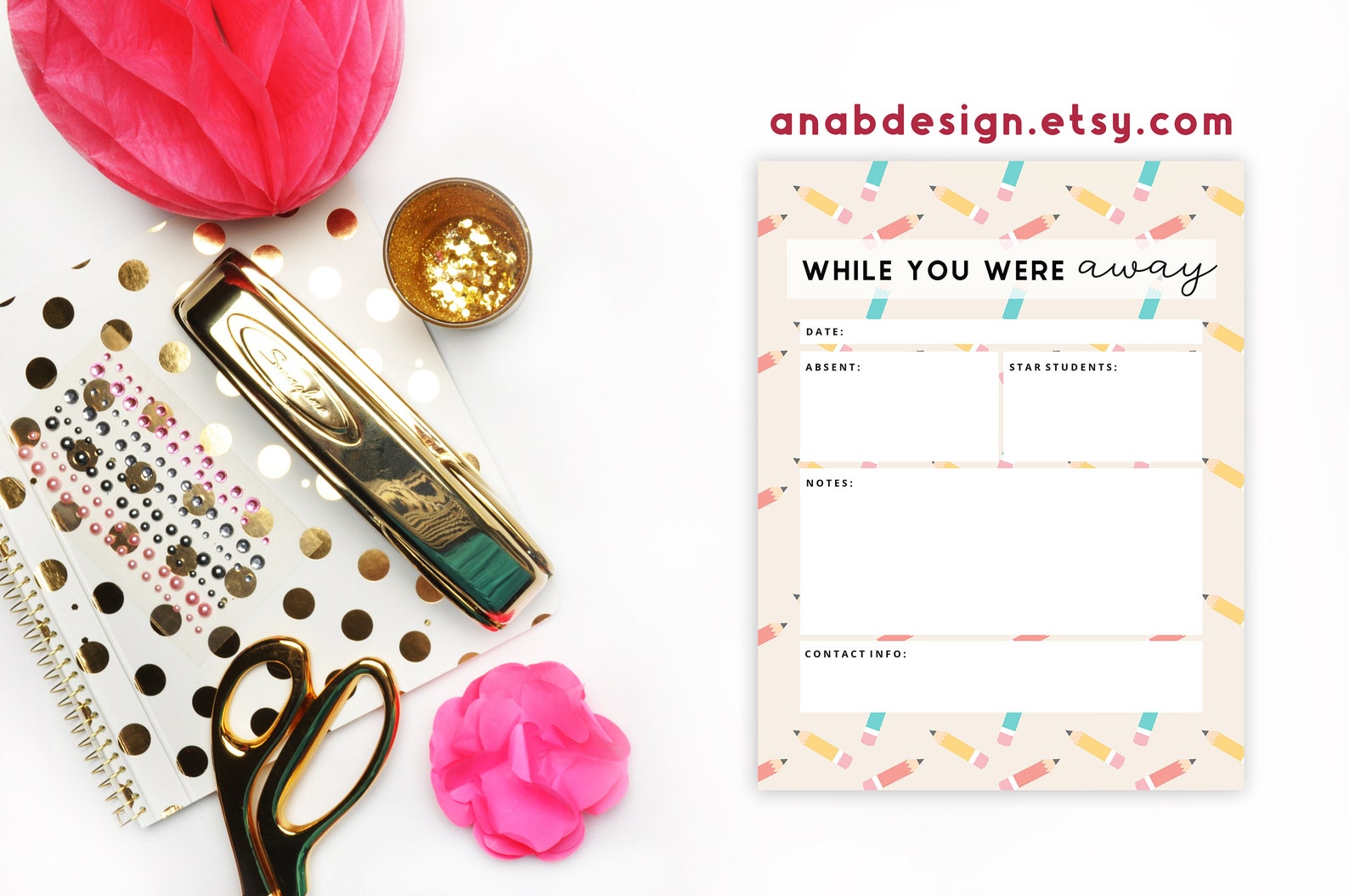 Printable Substitute Teacher Note While You Were Away Note - Etsy