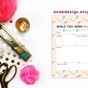 Printable Substitute Teacher Note While You Were Away Note - Etsy