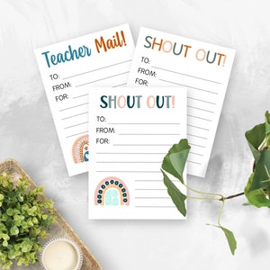 Printable Notes From Teacher Cards, Boho Rainbow Reward Cards, Rainbow ...