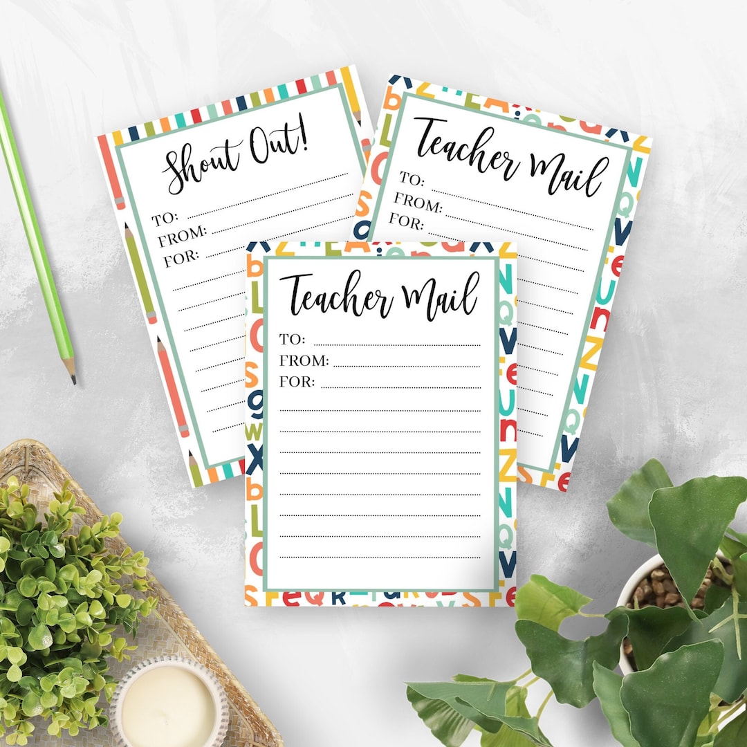 Printable Teacher Mail, Colorful Notes From Teacher, School Reward ...