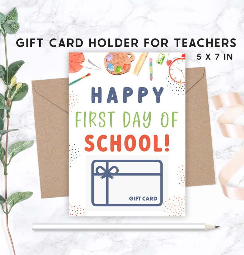 Printable Teacher Gift Card Holder Happy First Day of School - Etsy