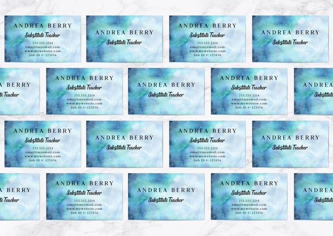 Substitute Teacher Business Cards, Artist Business Cards, Dog Walker ...