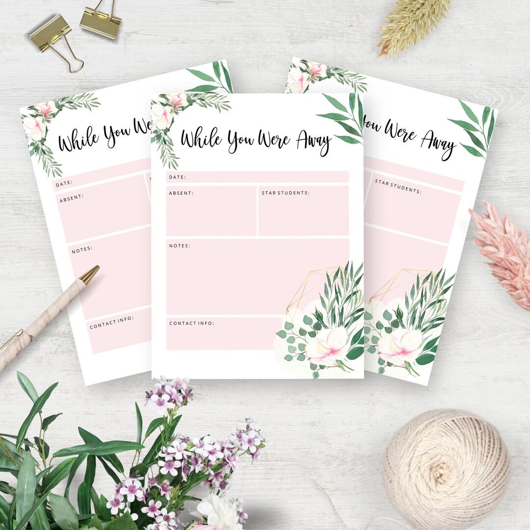 Printable Pink Substitute Teacher While You Were Away Note, Back to ...