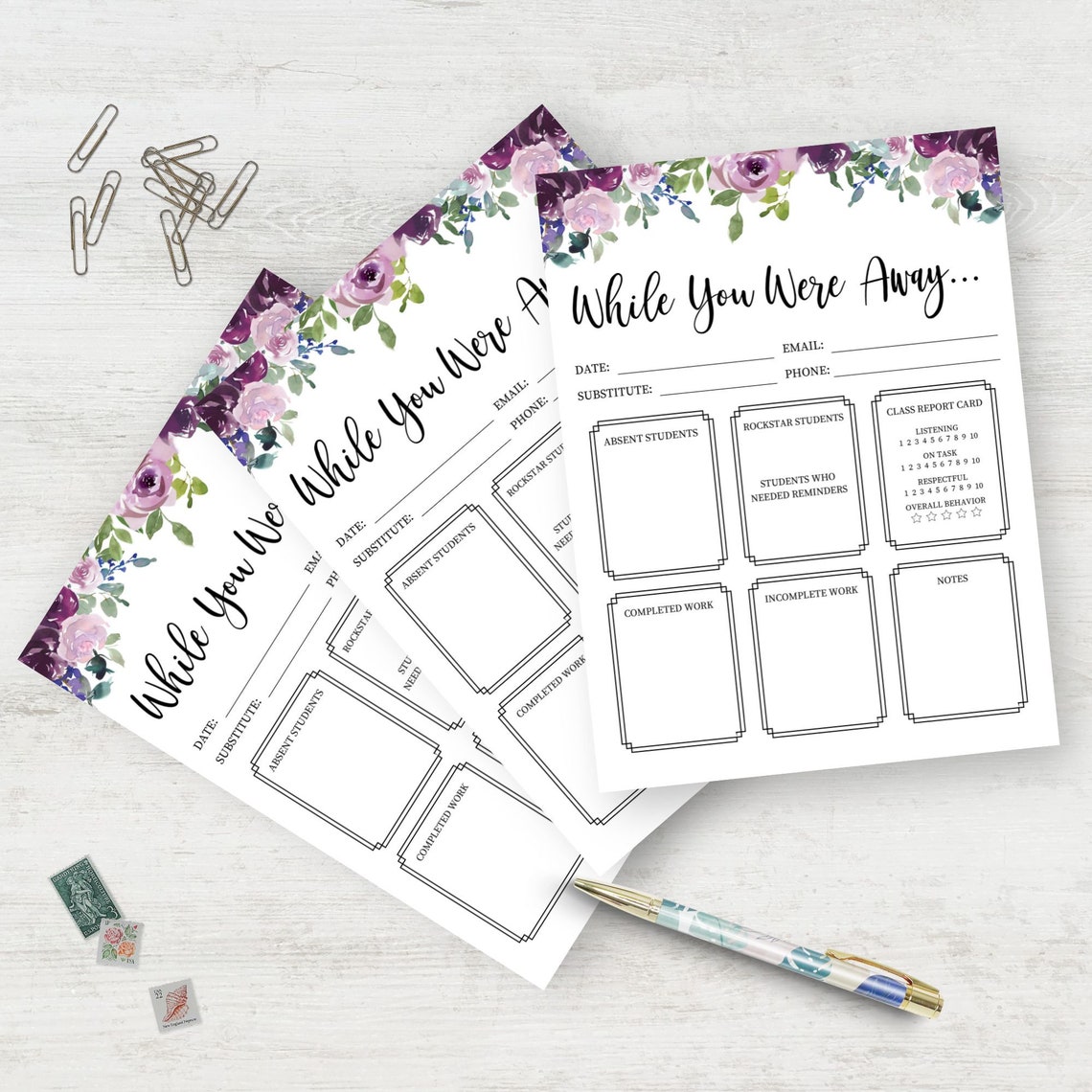 Substitute Teacher Note, While You Were Away, Printable Back to School ...