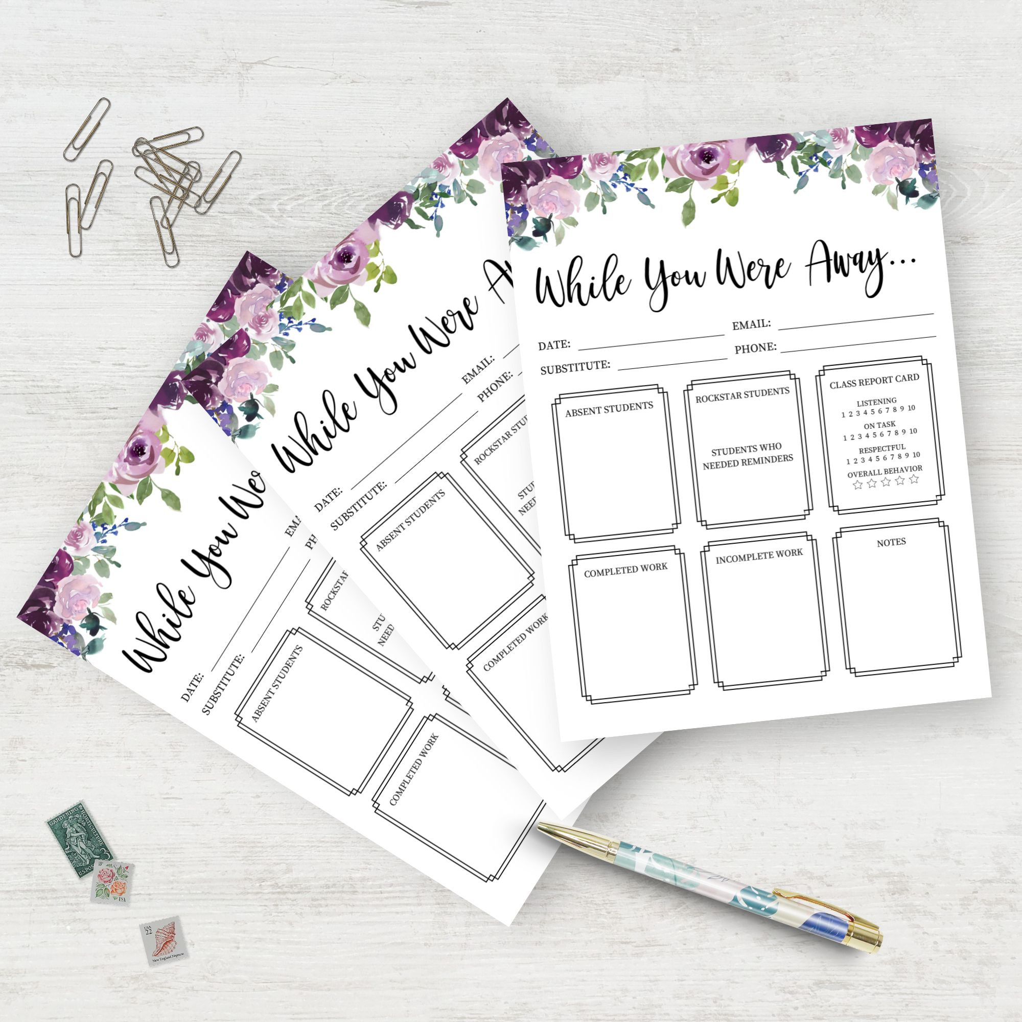 Substitute Teacher Note, While You Were Away, Printable Back to School ...