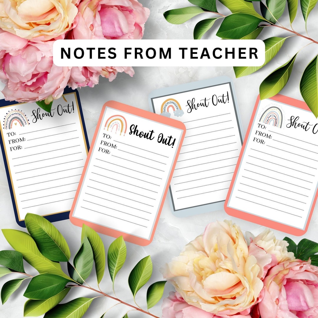 Printable Notes From Teacher Cards, Rainbow Reward Cards, Rainbow ...