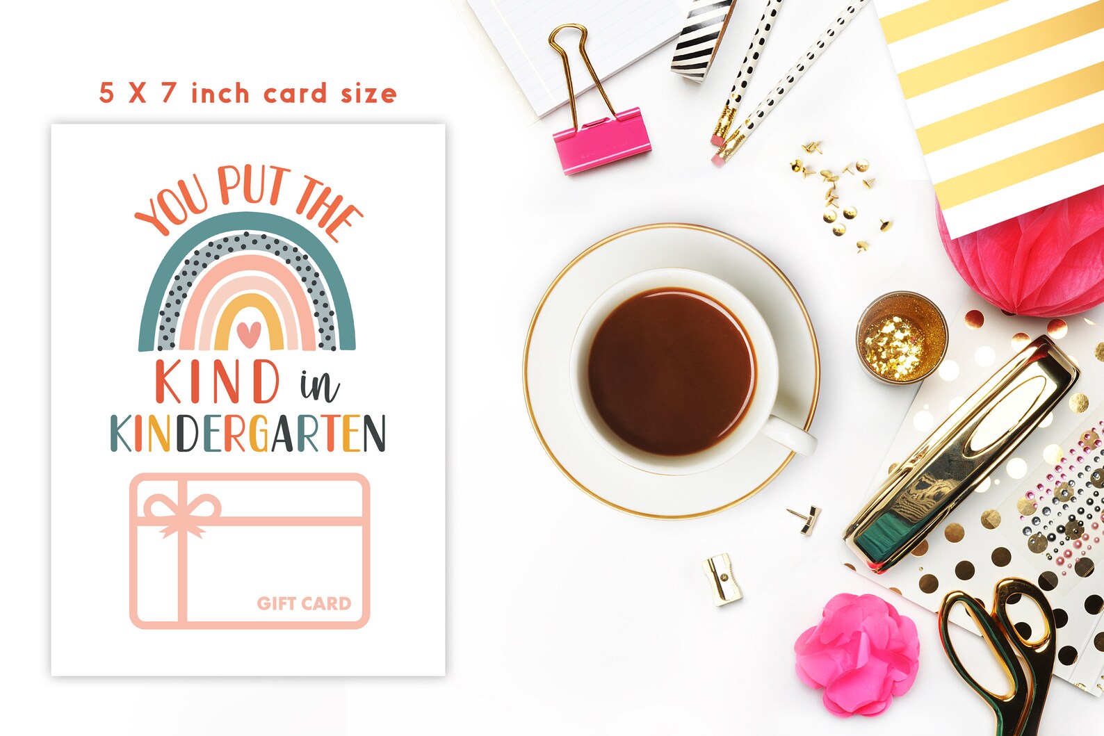 Printable Kindergarten Teacher Gift Card Holder, Teacher Appreciation ...