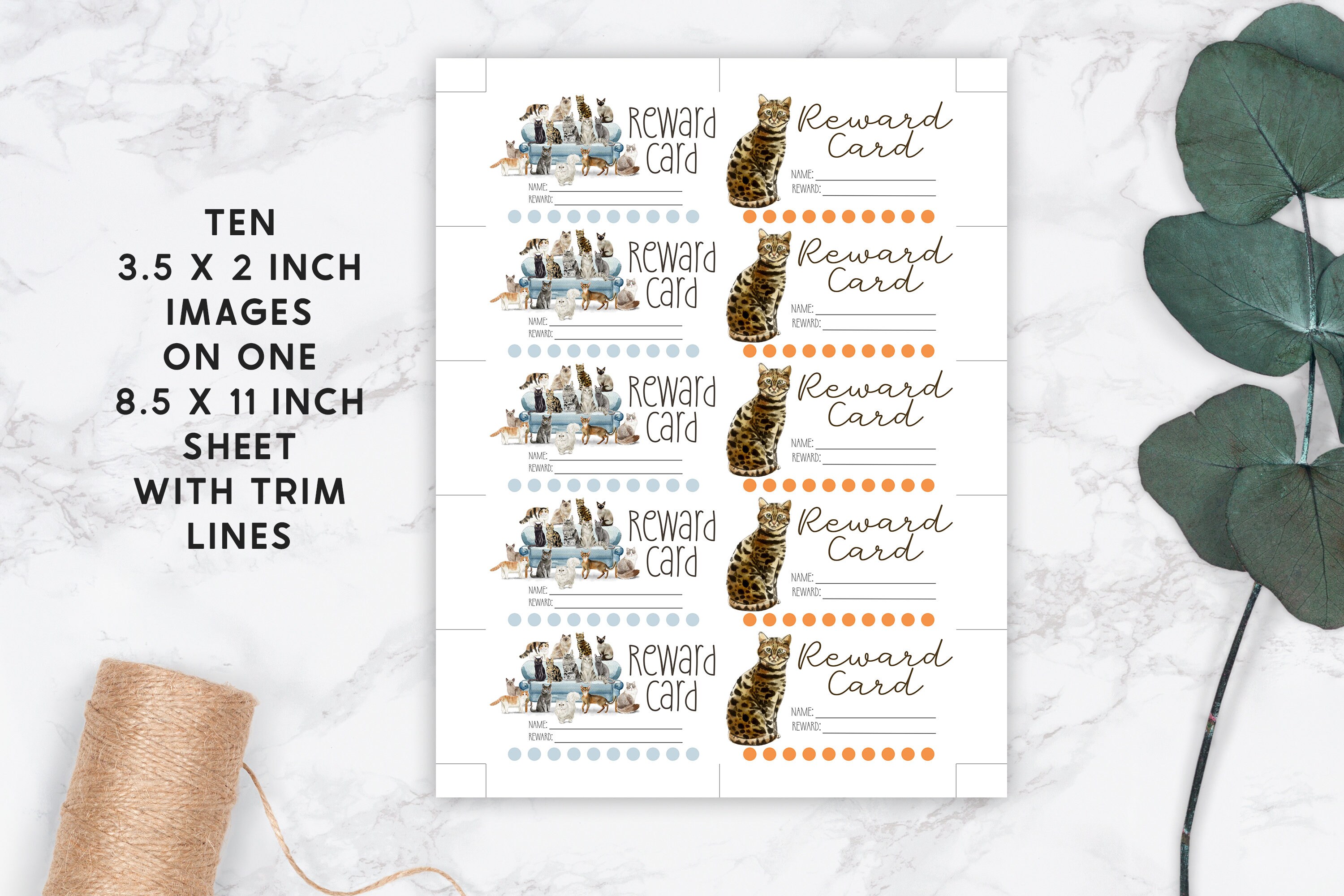 Printable Classroom Reward Punch Cards Set of 2 Cat Theme - Etsy
