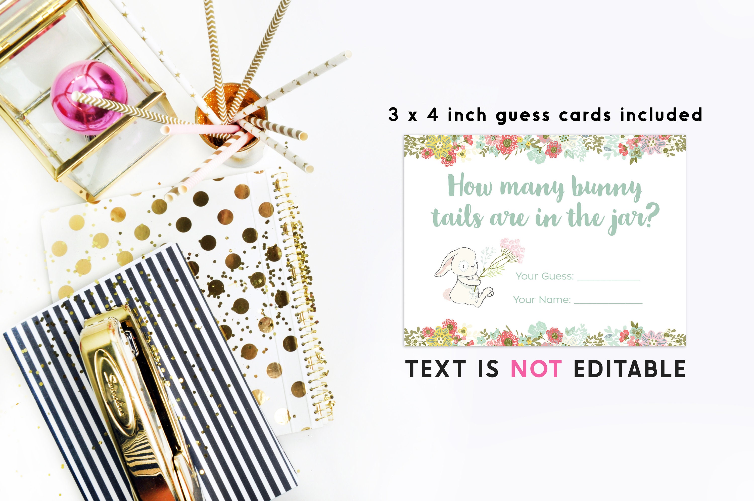 Printable Bunny Baby Shower Game, How Many Bunny Tails Are in the Jar ...