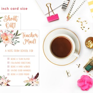 Printable Teacher Mail, Floral Notes From School, Fall Flower Back to ...
