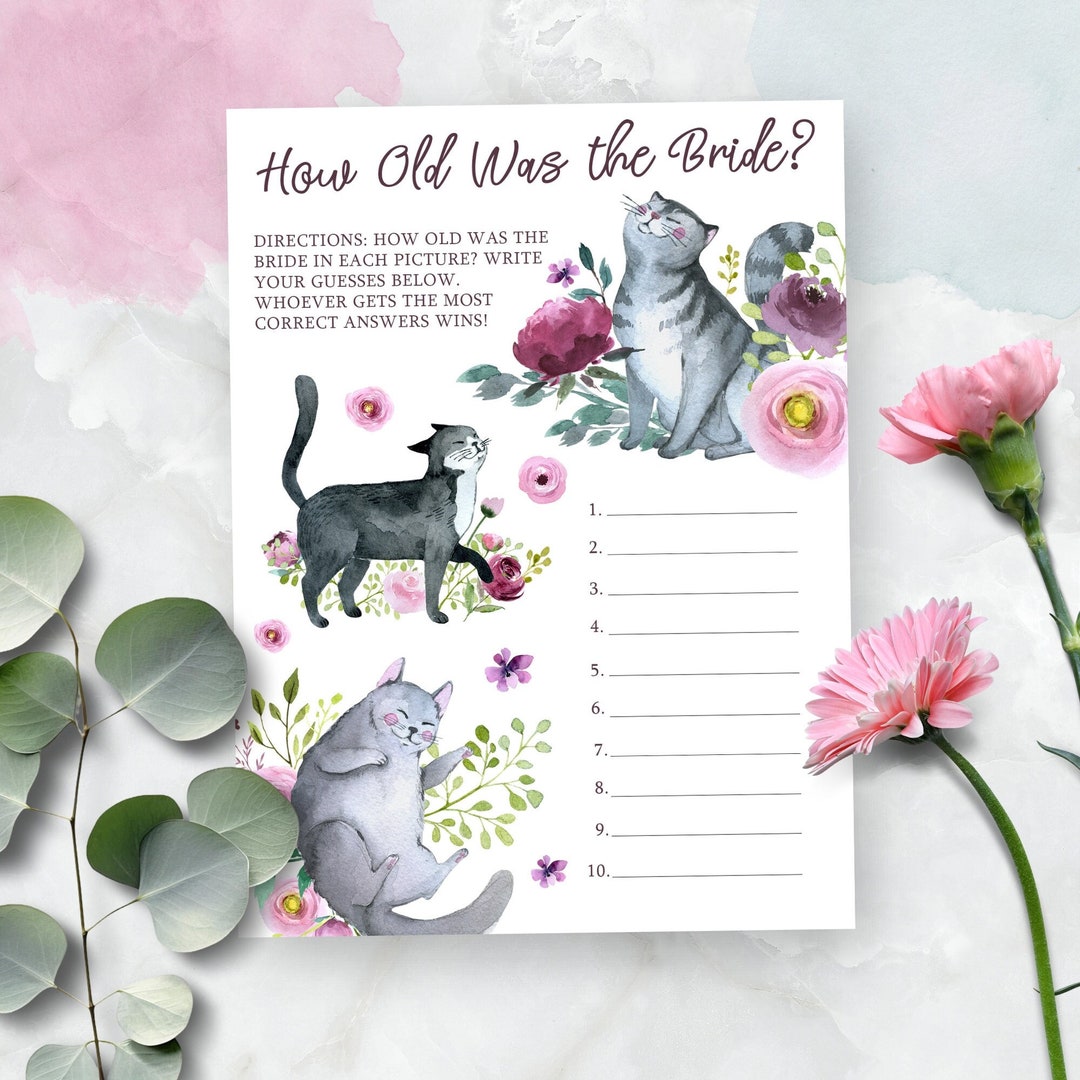 How Old Was the Bride Game, Printable Bridal Shower Game Card, Getting ...