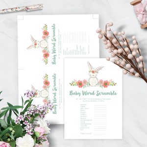 Bunny Baby Shower Word Scramble, Baby Shower Game, Instant Download ...
