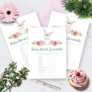 Bunny Baby Shower Word Scramble, Baby Shower Game, Instant Download ...