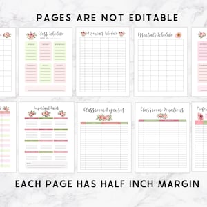 Printable Teacher Planner, Pink Flower Theme Ultimate Teacher Binder ...