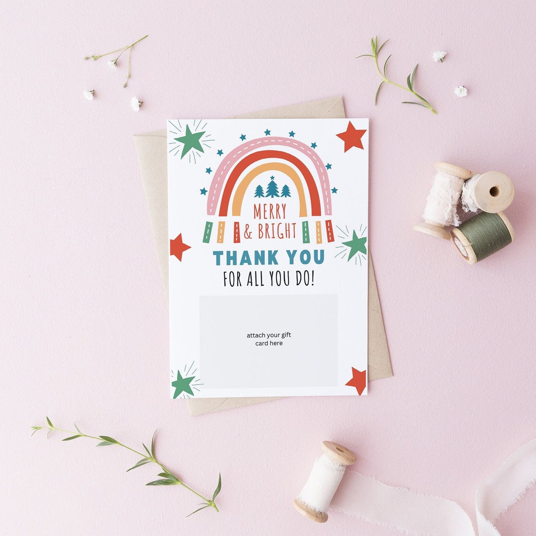 Printable Christmas Gift Card Holder Editable Teacher Gift - Etsy