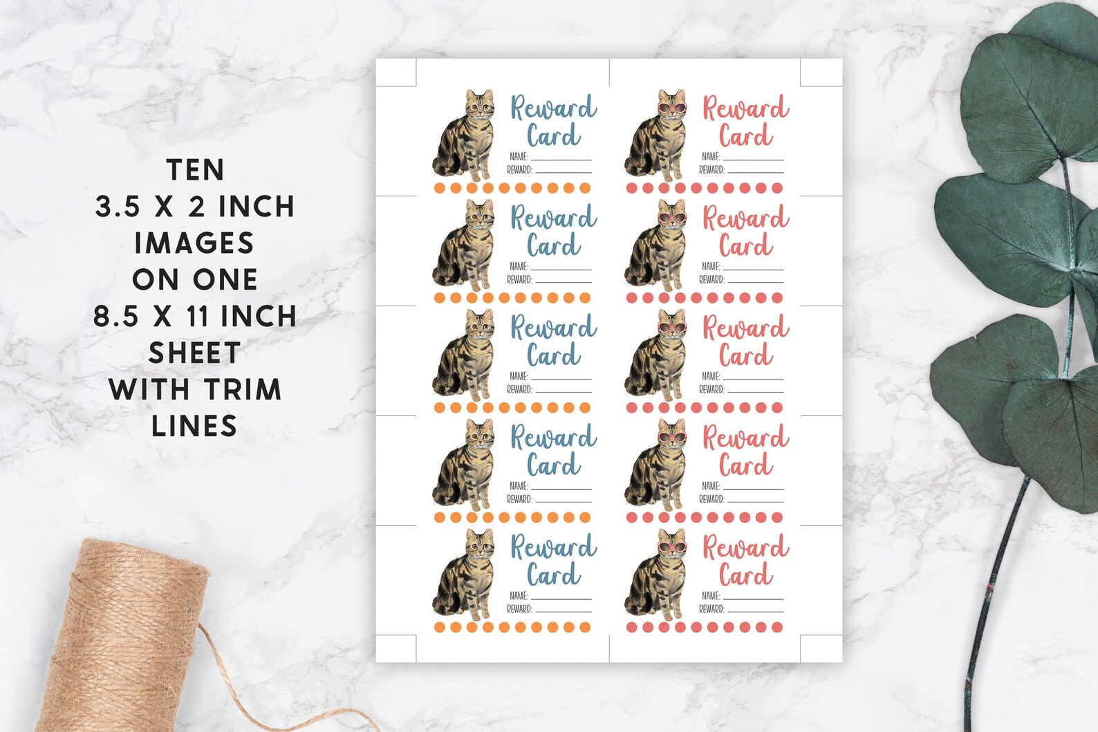 Printable Classroom Reward Punch Cards Set of 2 Cat Themed - Etsy