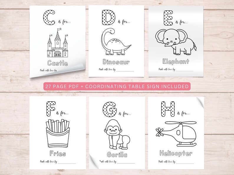 Baby Shower ABC Coloring Book Pages, Baby's First ABC Book, Alphabet ...