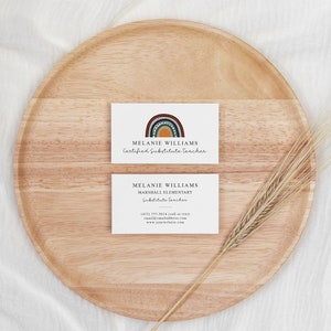 Substitute Teacher Business Cards, Back to School Teacher Contact Cards ...