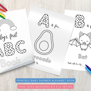Baby Shower ABC Coloring Book Pages, Baby's First ABC Book, Alphabet ...