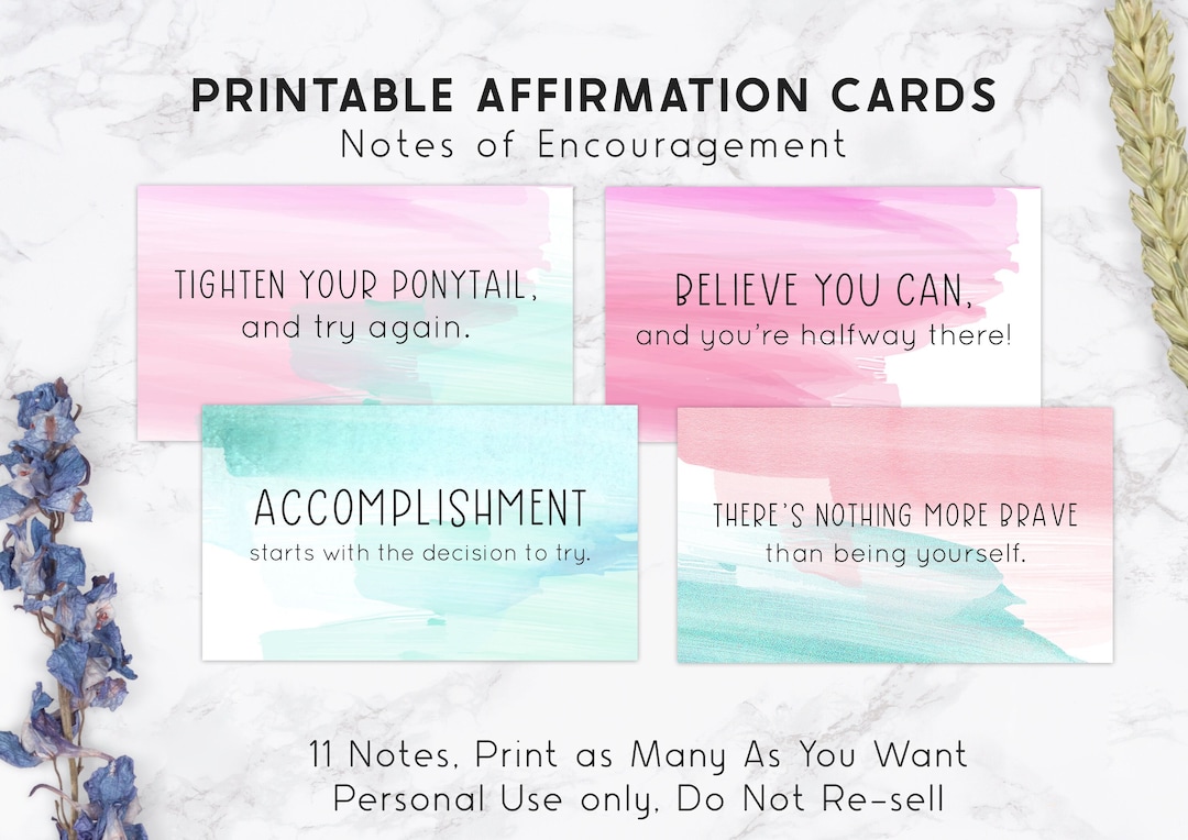 Printable Affirmation Cards Notes of Encouragement Self - Etsy
