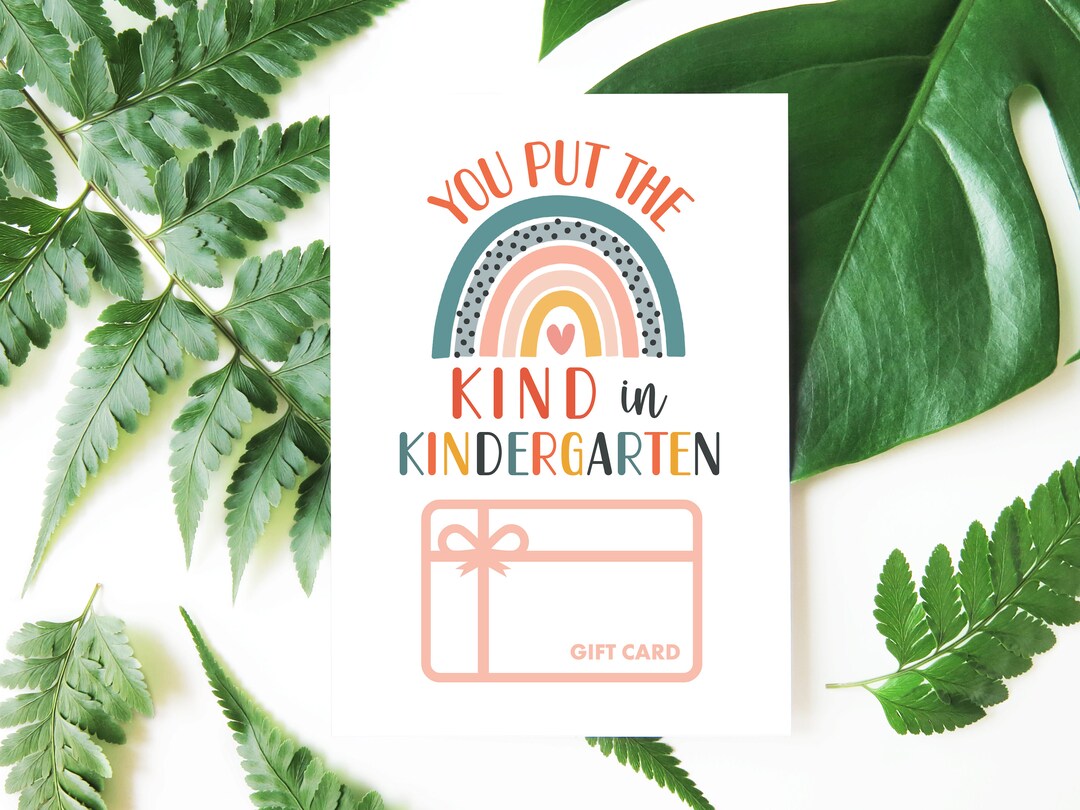 Printable Kindergarten Teacher Gift Card Holder, Teacher Appreciation ...