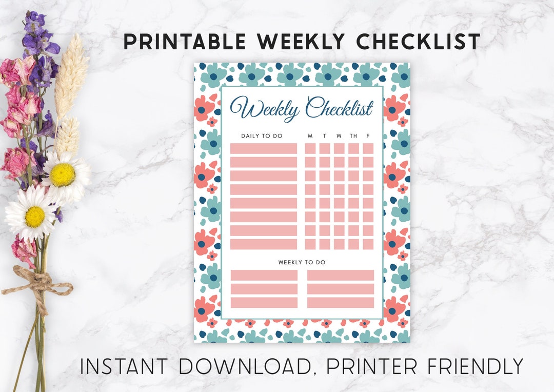 Printable Weekly to Do List, Teacher Weekly Planner, Student to Do List ...