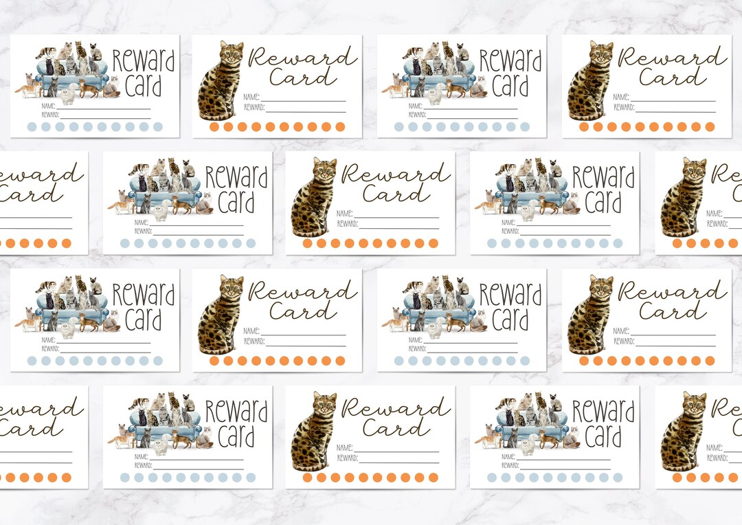 Printable Classroom Reward Punch Cards, Set of 2 Cat Theme Incentive ...