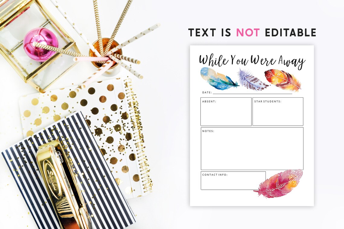 Printable Substitute Teacher Note While You Were Away - Etsy