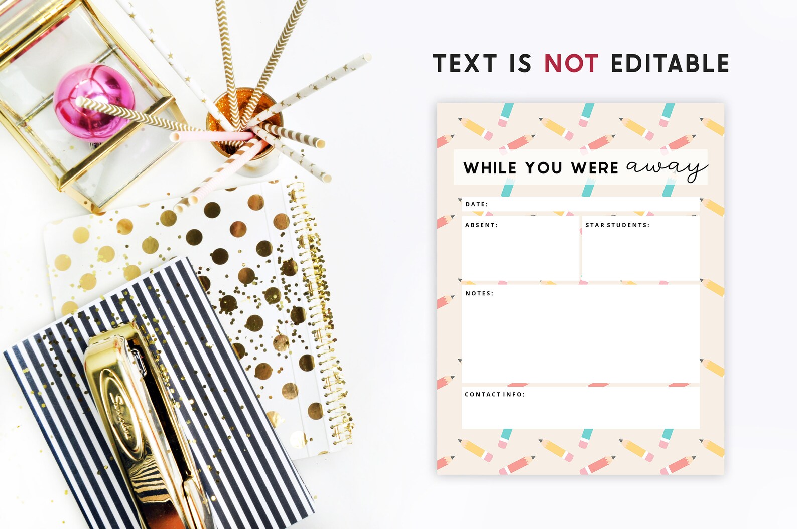 Printable Substitute Teacher Note While You Were Away Note - Etsy