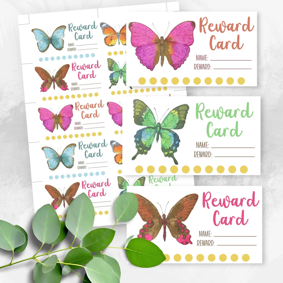 Printable Butterfly Theme Classroom Reward Punch Cards, Set of 5 ...