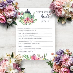 Who Knows Bride Best Game, Printable Bridal Shower Activity, Wedding ...