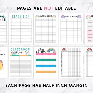 Printable Teacher Planner Rainbow Theme, Ultimate Teacher Binder, Back ...